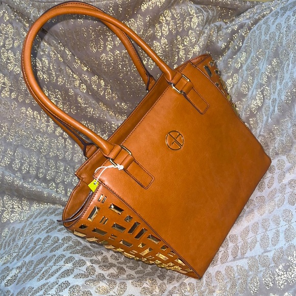 Gianni Bini | Bags | Gianni Bini Faux Leather Gold Jeweled Large ...